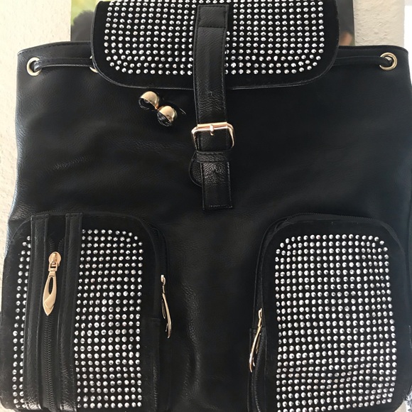 Bags | Hpbling Rhinestone Accent Drawstring Backpack | Poshmark